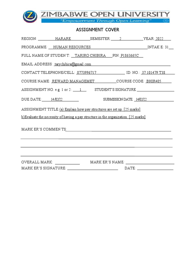 Bhir405 Reward Management Assignment 1 | PDF | Employment | Evaluation