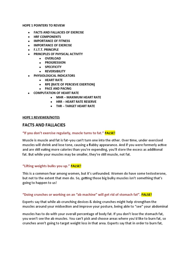 Hope 1 Pointers To Review Pdf 