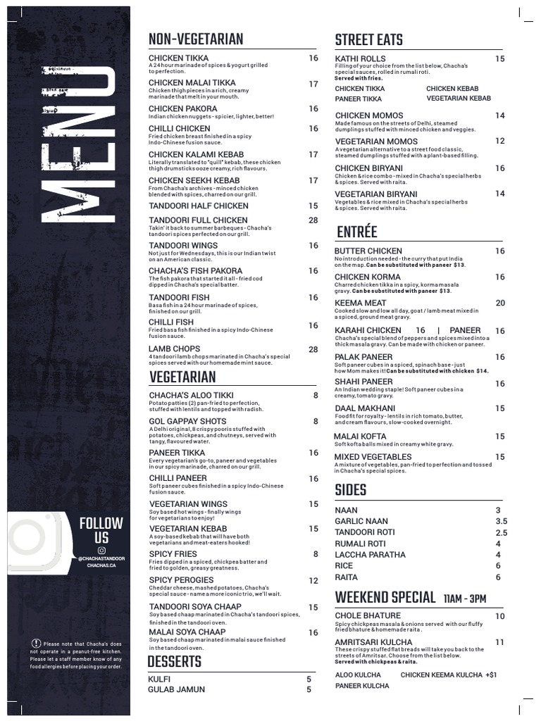 Chachas Menu | PDF