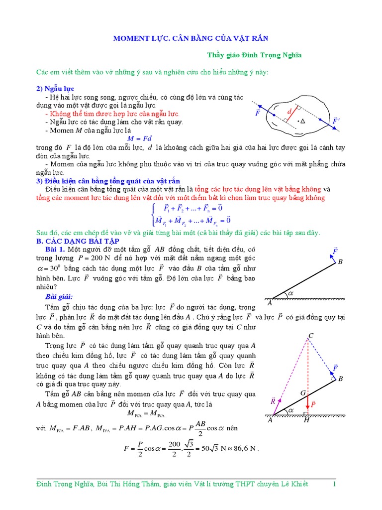 Moment Luc. Can Bang Cua Vat Ran | PDF