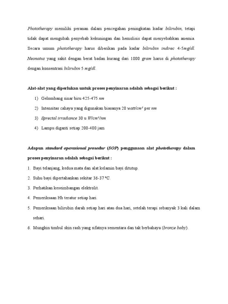 Sop Fototerapi | PDF