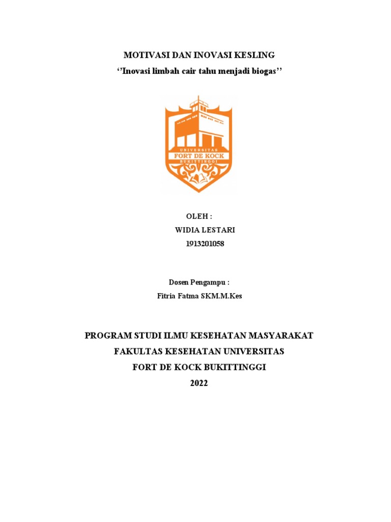 Widia Lestari 1913201058 - Motivasi Dan Inovasi Kesling Biogas | PDF