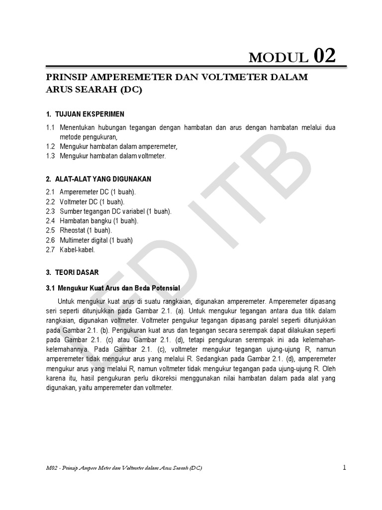 Modul 02 - Prinsip Ampere Meter Dan Volt Meter DC - 20 Januari 2022-Terkunci | PDF