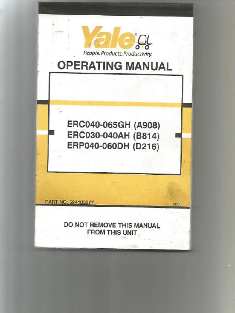Yale Electric Forklift 5000 Operating Manual | PDF