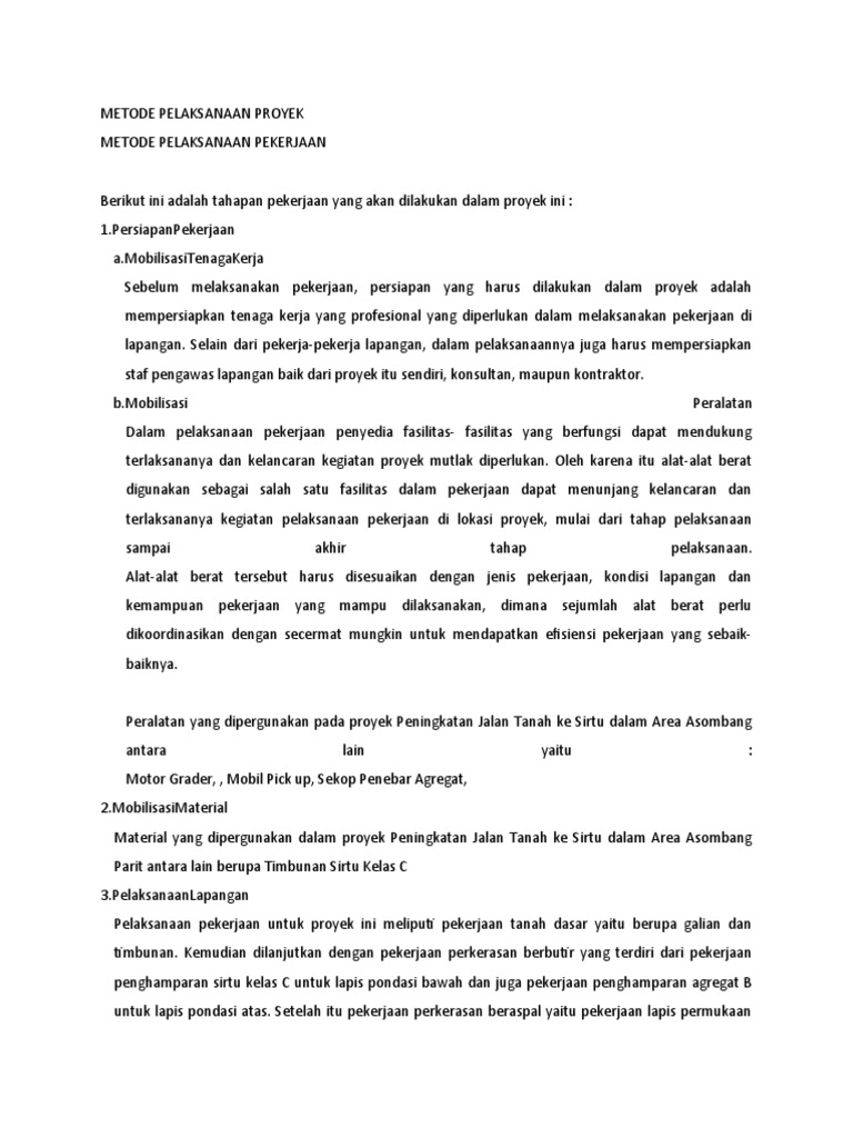 Metode Pelaksanaan Proyek | PDF