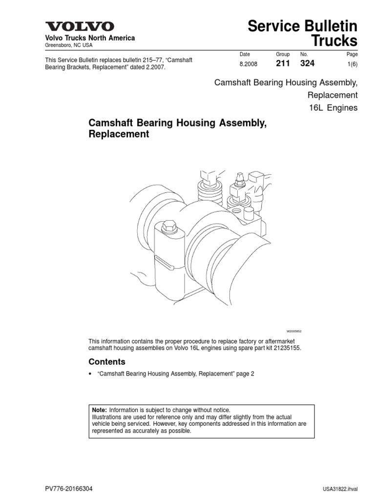 Camshaft Bearing Housing Assembly Replacement | PDF