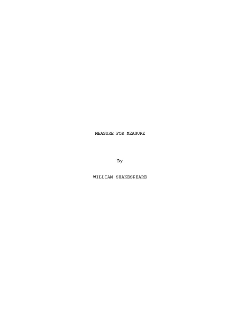 Measure For Measure (Claudio + Angelo) | PDF