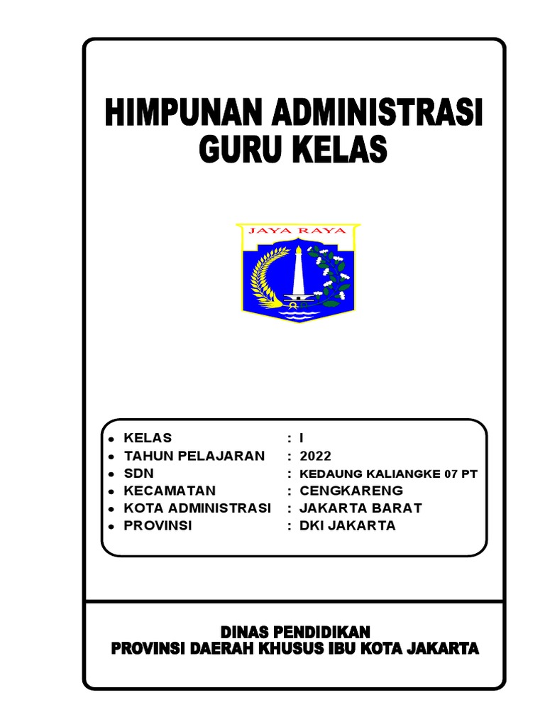 01 Cover Administrasi Guru Kelas | PDF