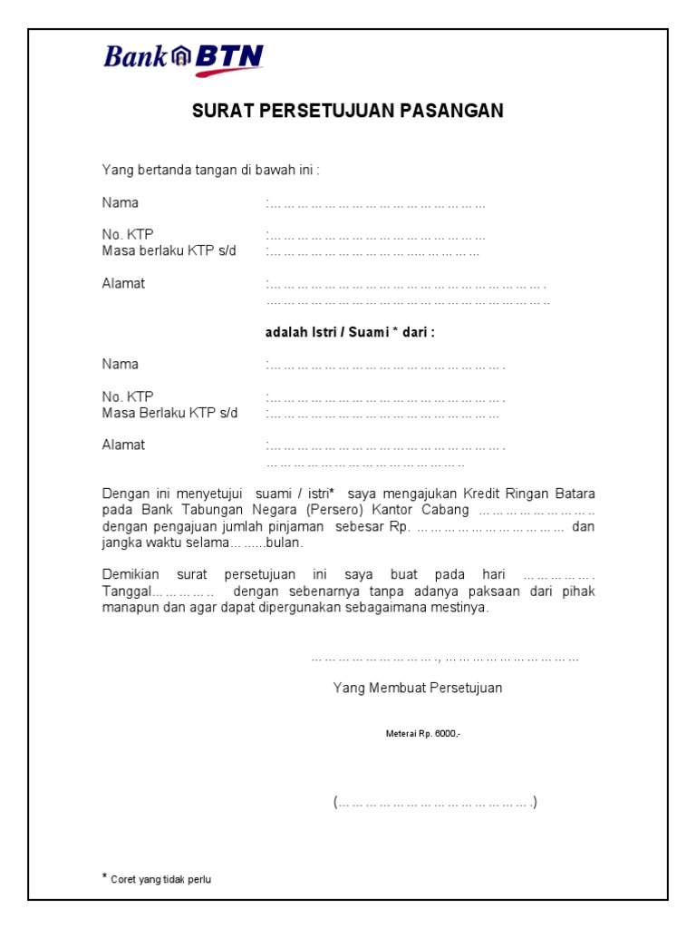 Form Surat Persetujuan Pasangan | PDF