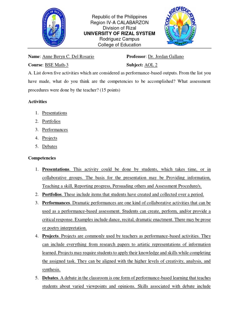 Nature of Performance-Based Assessment | PDF | Teaching Method | Teachers