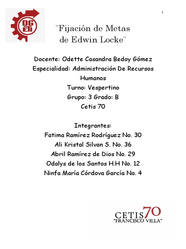Fijacion de Metas de Edwin Locke | PDF | Objetivo | Motivación