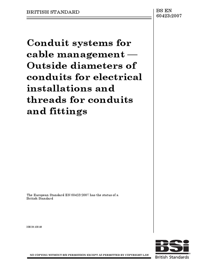 BS en 60423-2007 | PDF | Pipe (Fluid Conveyance) | Screw
