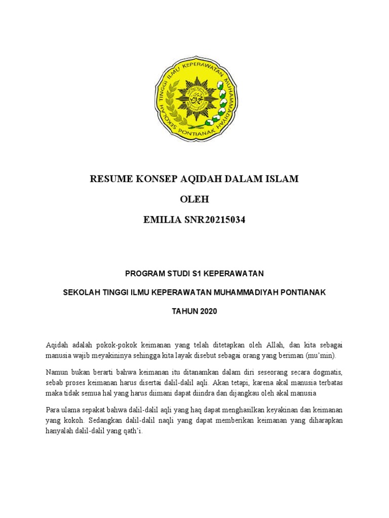 Resume Konsep Aqidah Dalam Islam | PDF Resume Konsep Aqidah Dalam Islam | PDF