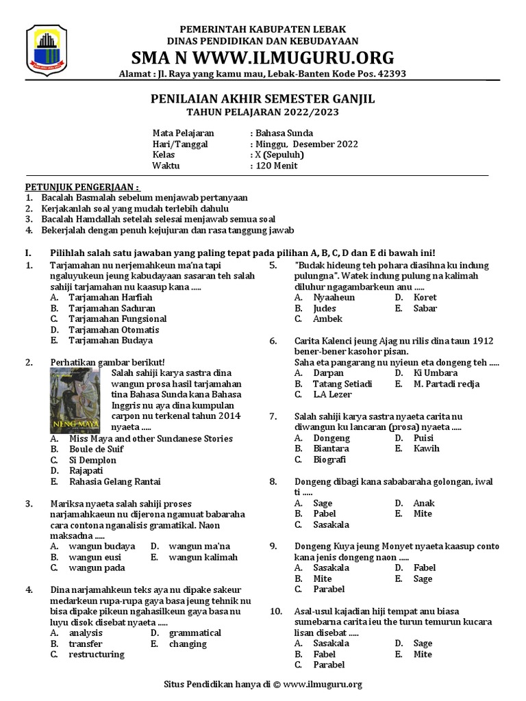 PAS Bhs Sunda X | PDF