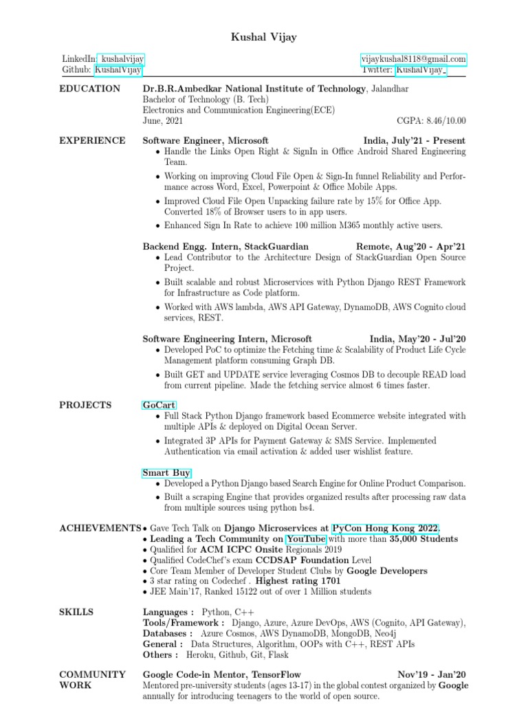 Kushal Vijay Resume PDF | PDF | Cloud Computing | Microsoft Office