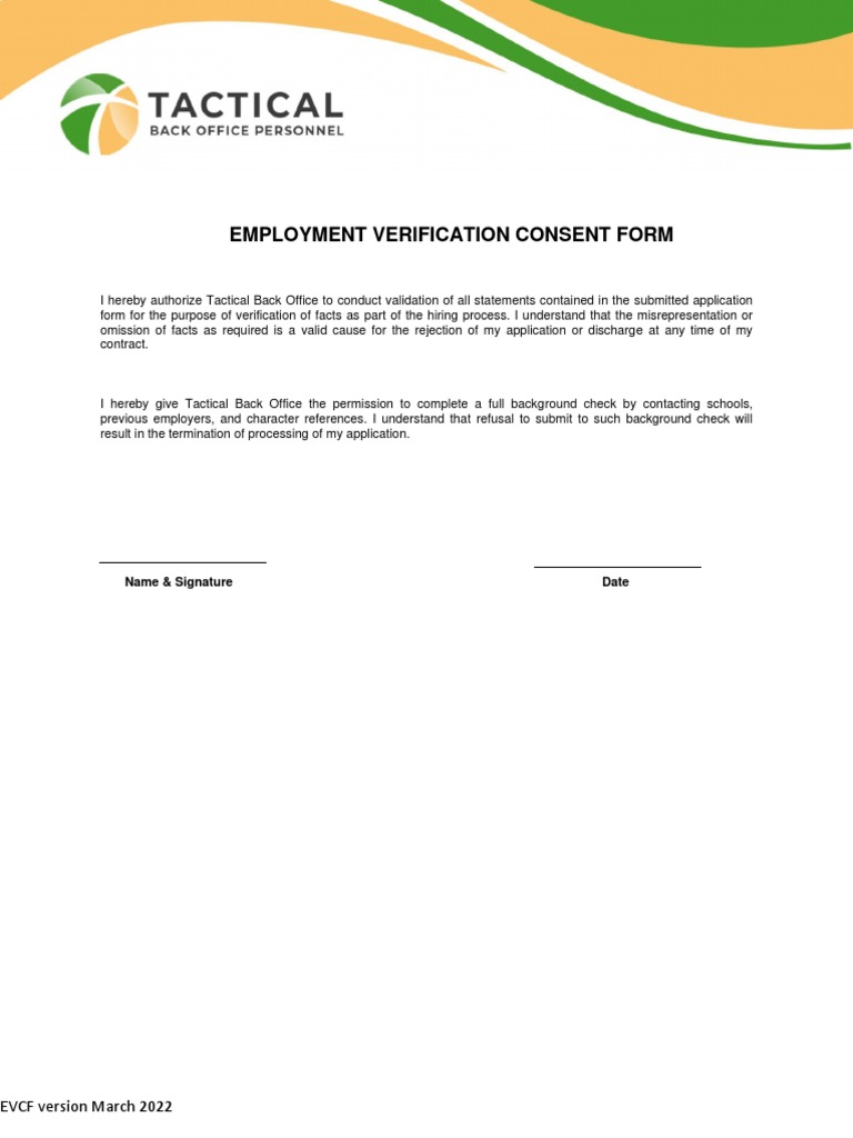 Employment Verification Consent Form | PDF