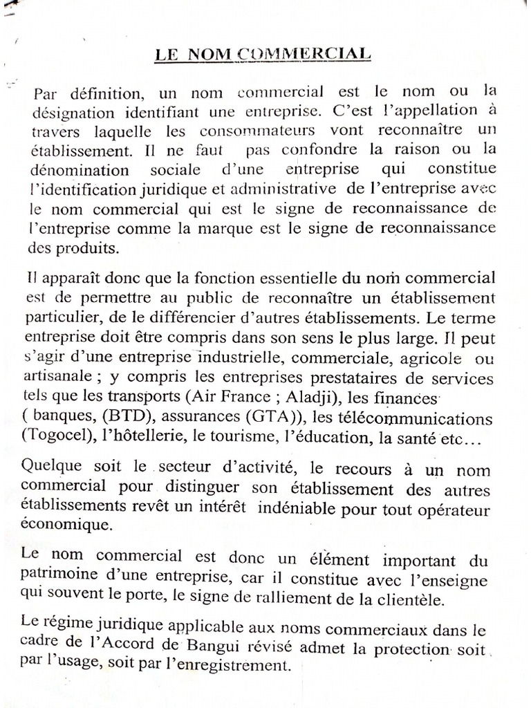 Le Nom Commercial | PDF