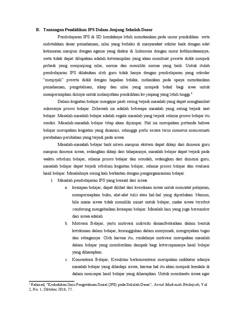 Tantangan Pendidikan IPS Dalam Jenjang Sekolah Dasar | PDF | Sains ...
