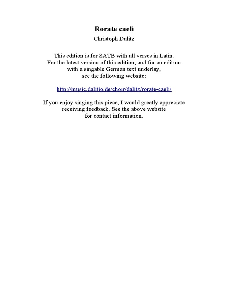 Rorate - Caeli Christoph Dalitz | PDF