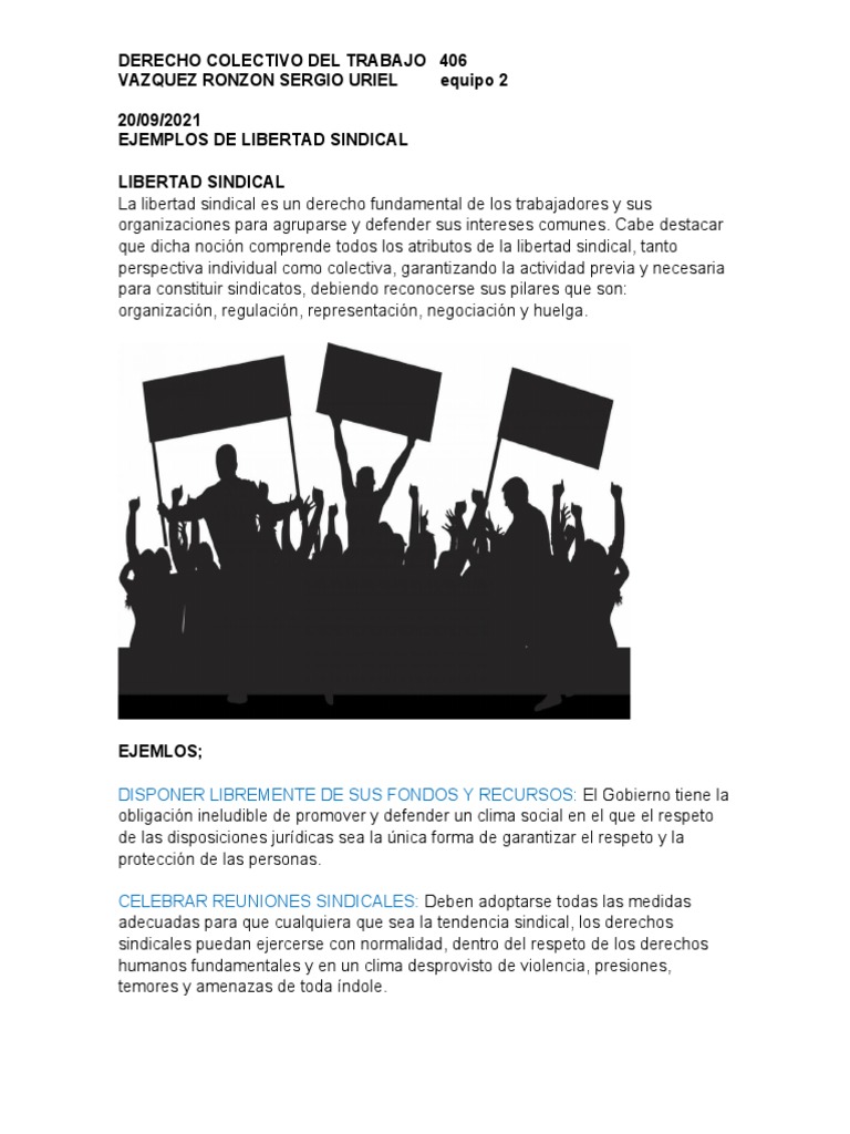 5 Ejemplos de Libertad Sindical | PDF
