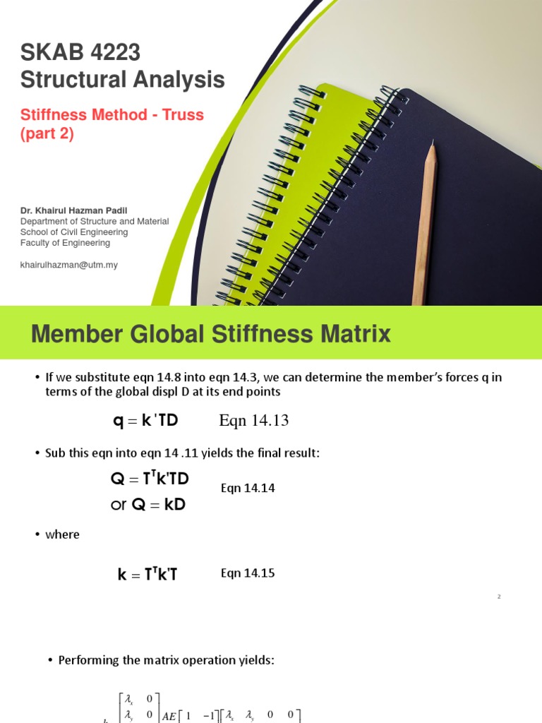 Stiffness Method for Truss Analysis | PDF