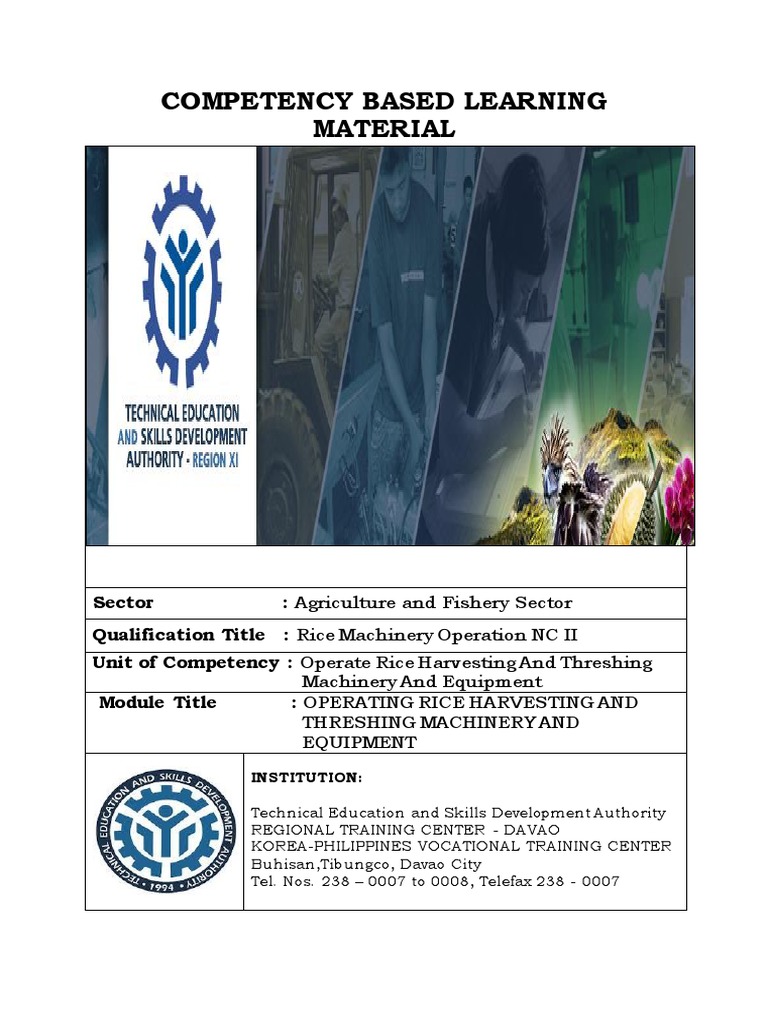 RICE HARVESTING CBLM With Competency Assessment Tools | PDF | Agriculture