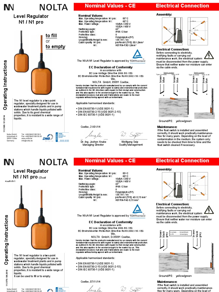 Level Switch | PDF | Water Treatment | Manufactured Goods