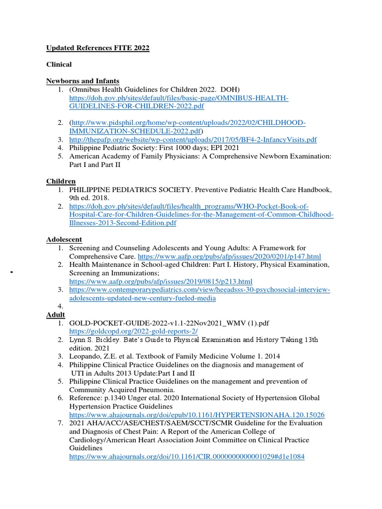 Updated References FITE 2022 | PDF | Medicine | Family Medicine