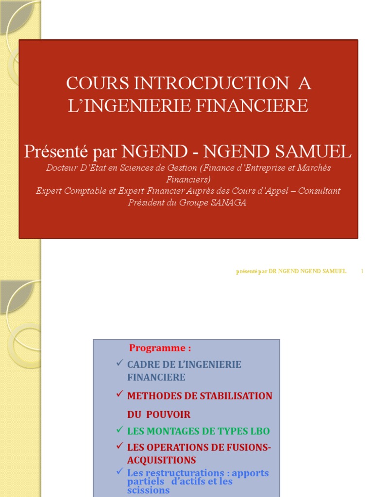 Cours 01 D'ingenierie Financière | PDF
