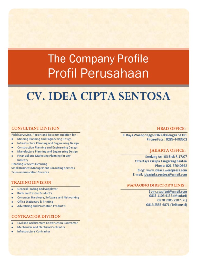 Company Profile of CV. Idea Cipta Sentosa | PDF