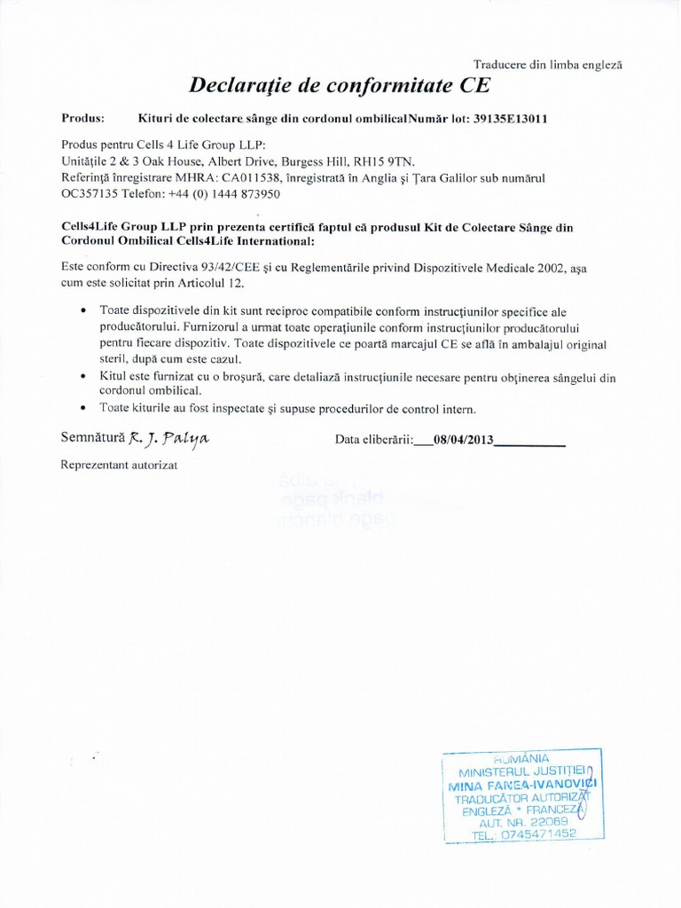 Declaratie de Conformitate Kit Nano | PDF