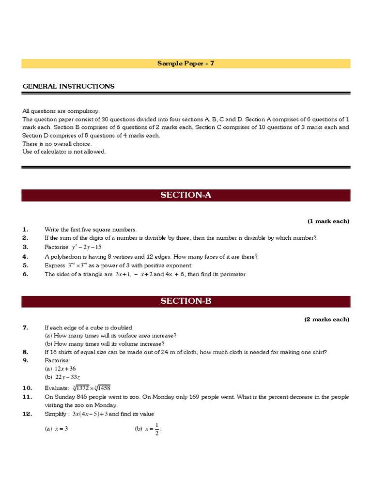 Set 7 | PDF | Area | Elementary Mathematics