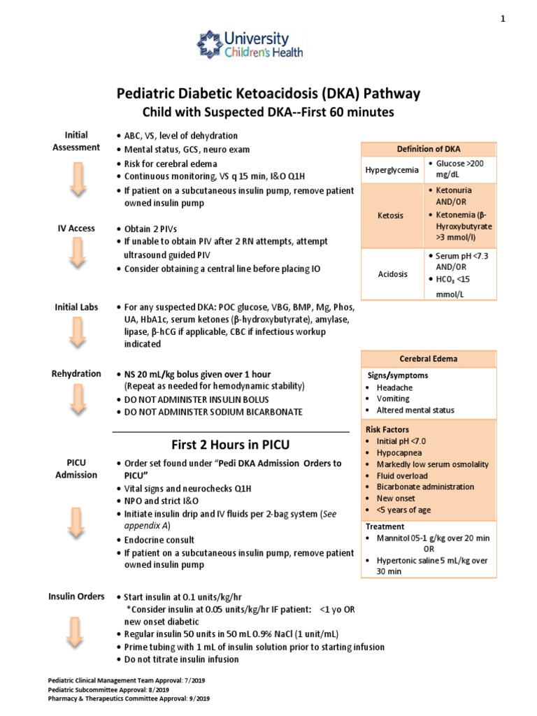UCH Pediatric Diabetic Ketoacidosis DKA Pathway | PDF