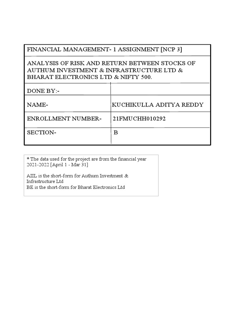 FM-1 Assignment | PDF