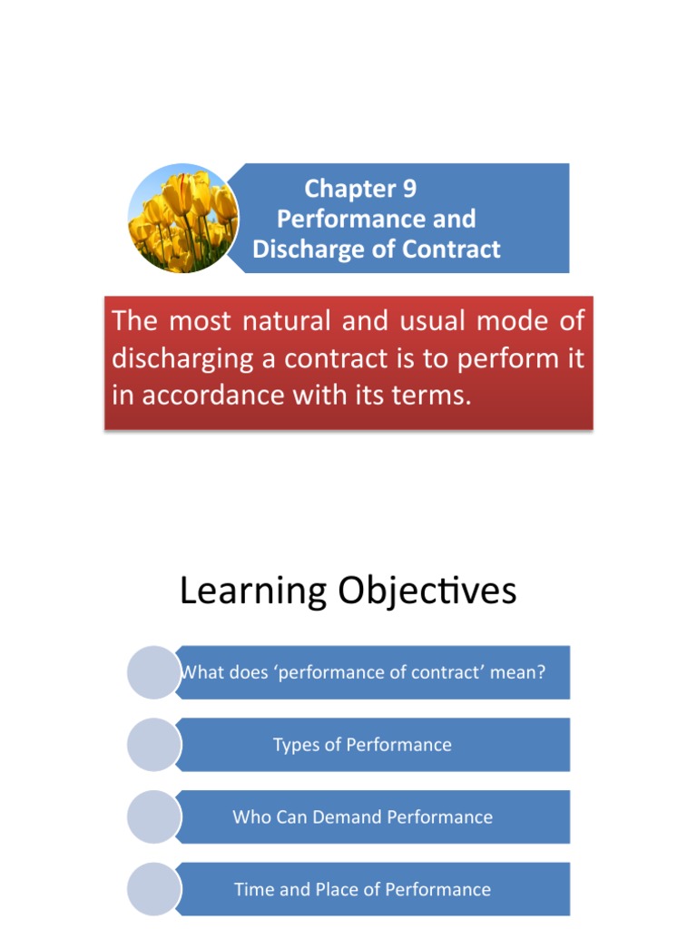 Chapter 9 Performance and Discharge of Contract | PDF | Consent | Private Law