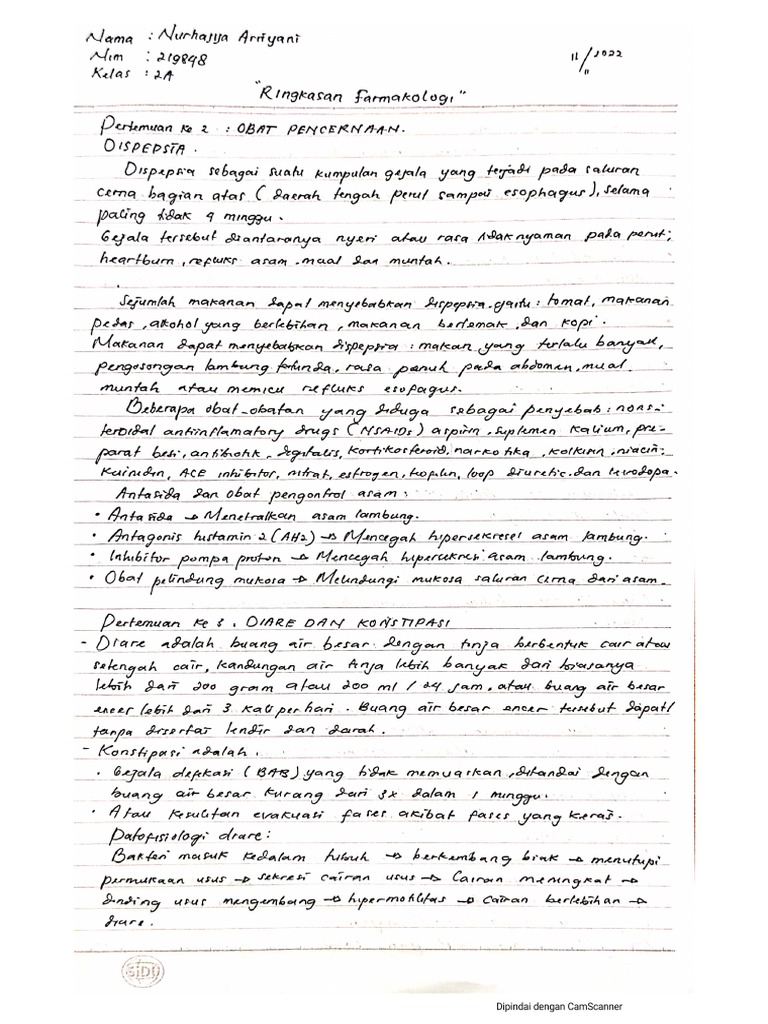 Nurhajija Arriyani 219848 2A Farmakologi | PDF