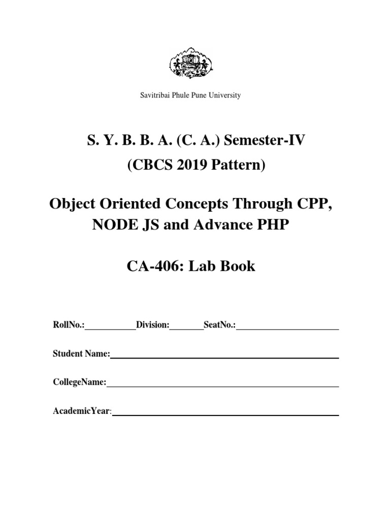 SY BBA CA Sem 4 Lab Workbook Guide | PDF | Class (Computer Programming) | Subroutine