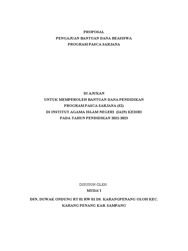 PROPOSAL Beasiswa | PDF