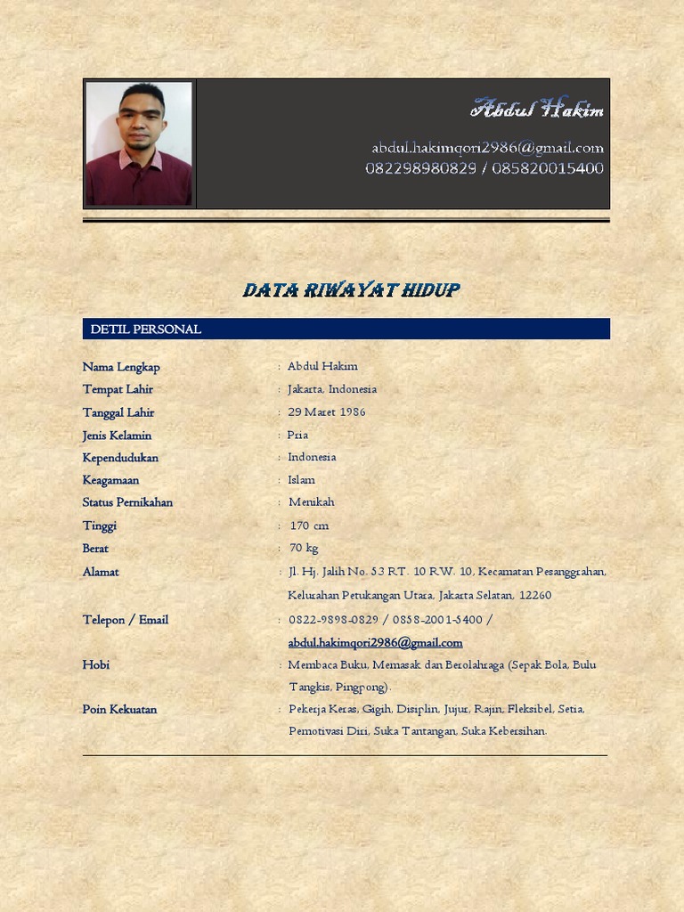 01 CV & Resume Abdul Hakim | PDF