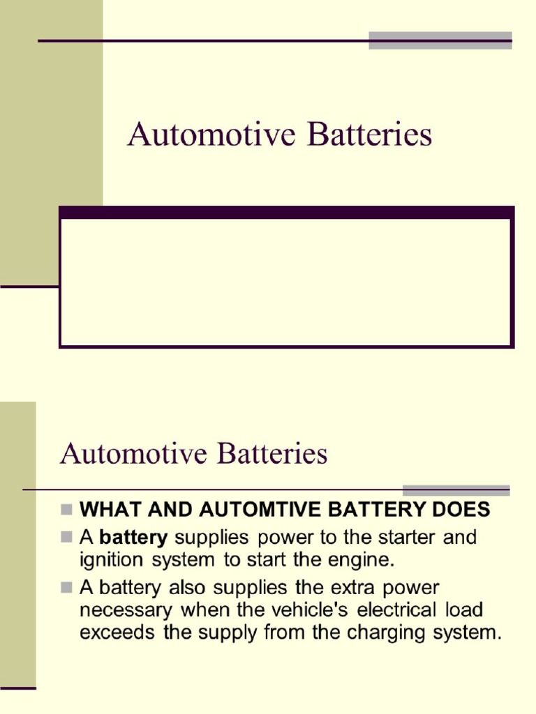 Automotive Batteries - PPT Download | PDF