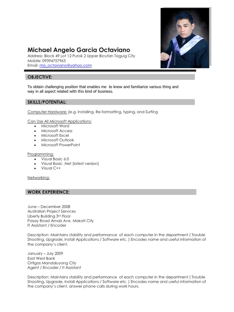 Resume Ni Gelboi Updated 2011 | PDF