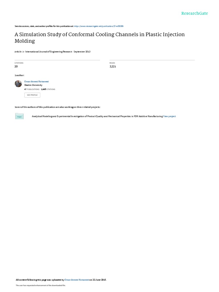 A Simulation Study of Conformal Cooling Channels in Plastic Injection ...