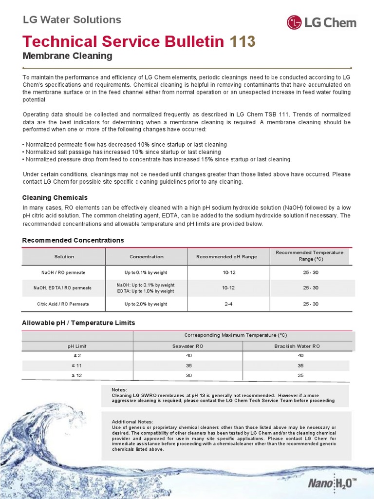 TSB - 113 - ENG RO Membrane Cleaing | PDF