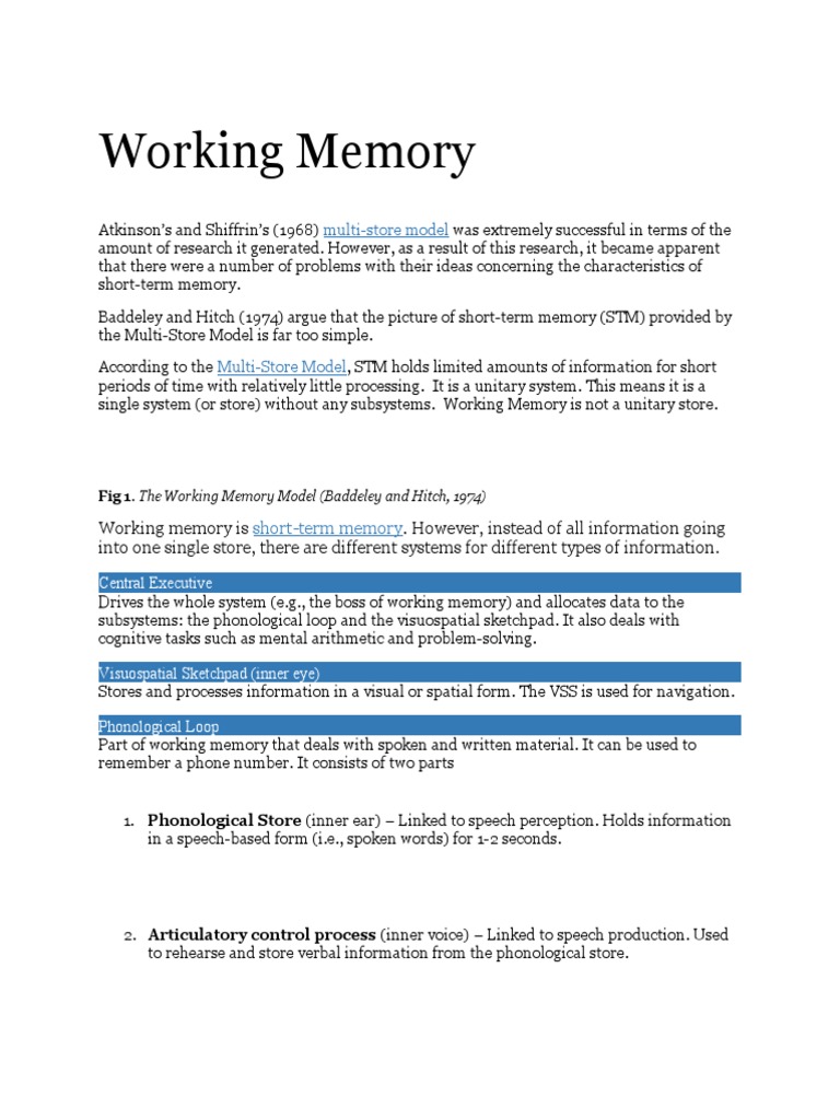 Baddley's Working Memory | PDF | Working Memory | Memory