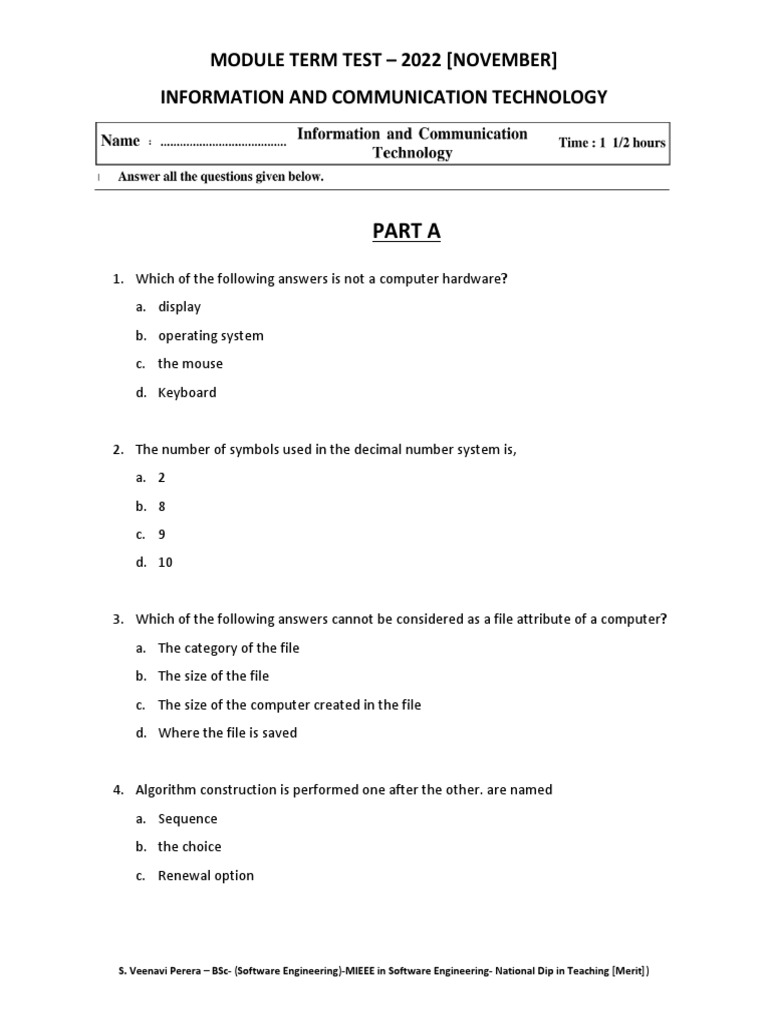 Model Paper - Grade 8 | PDF | Software | Usb