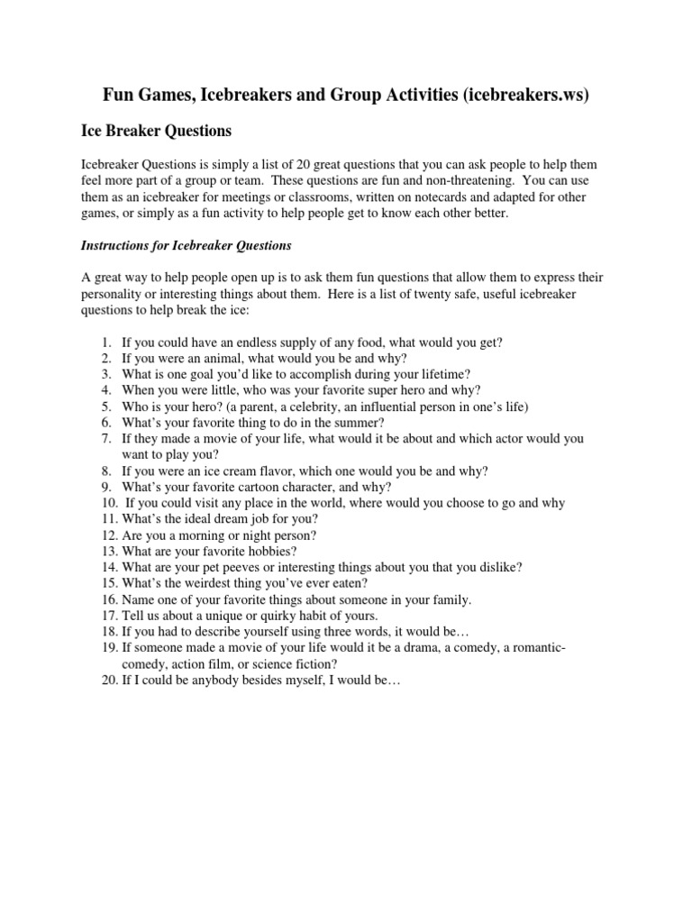 Ice Breakers | PDF
