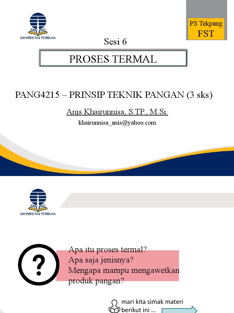 Prinsip Teknik Proses Termal | PDF