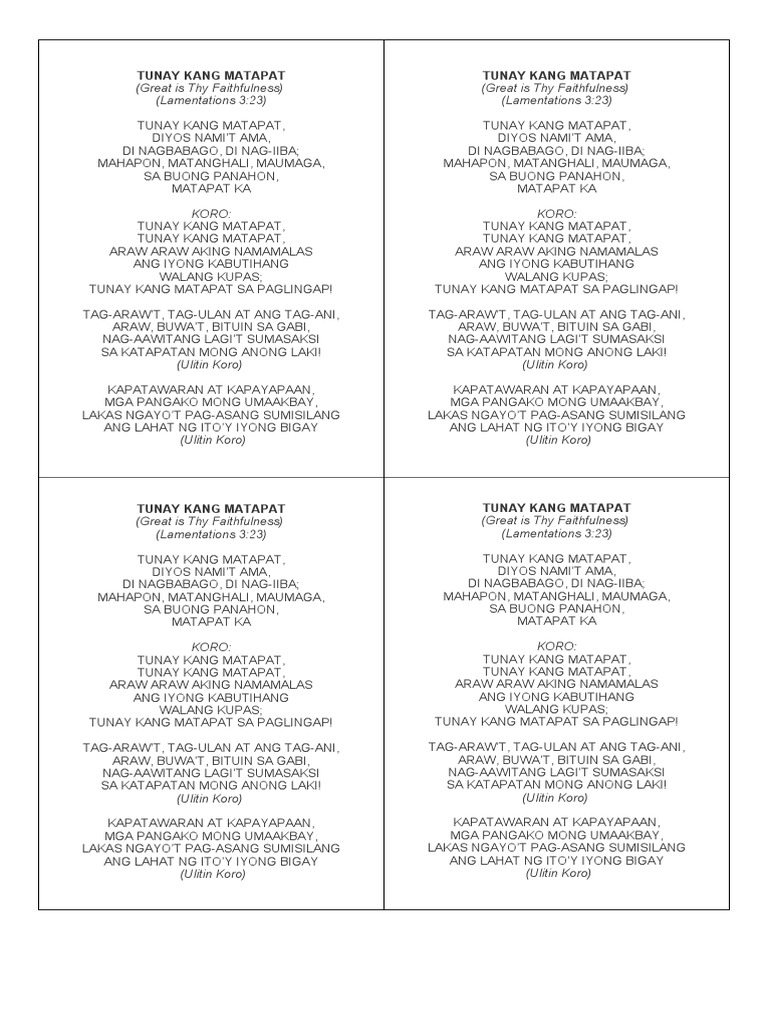 Great Is Thy Faithfulness (Tagalog) | PDF