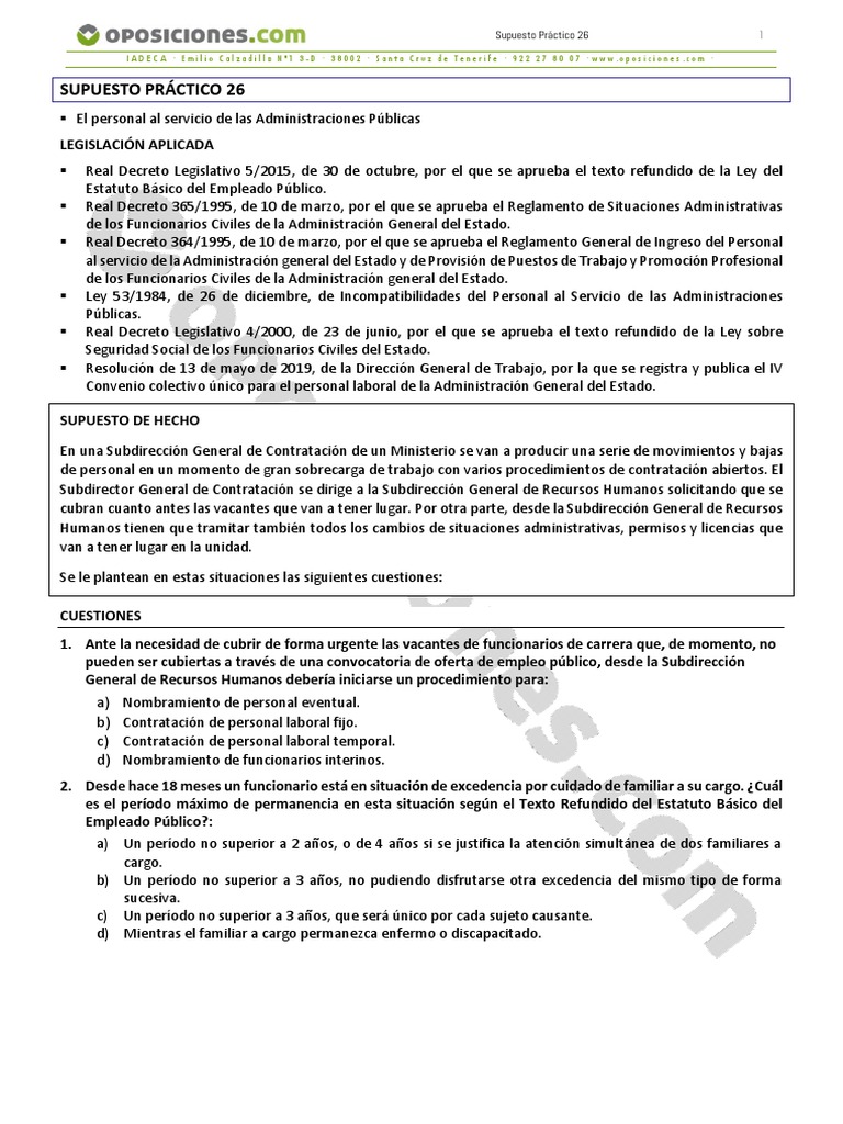 Supuestos Administrativo Libro 2 Ejemplo | PDF | Servicio Civil ...