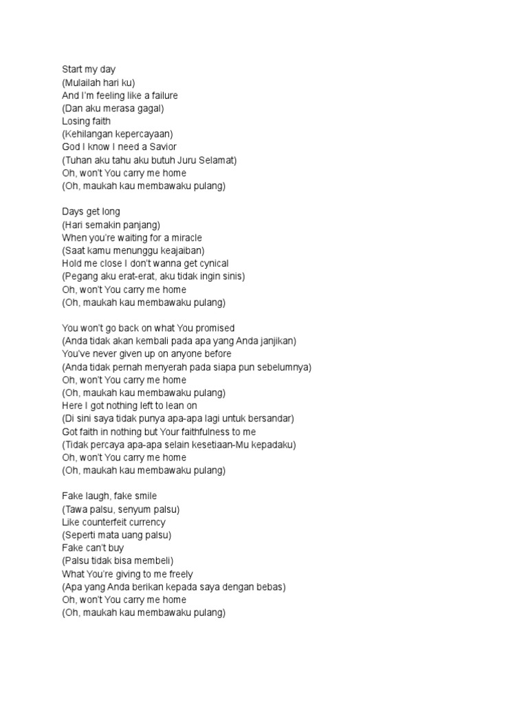 Carry Me Home Lyrics | PDF